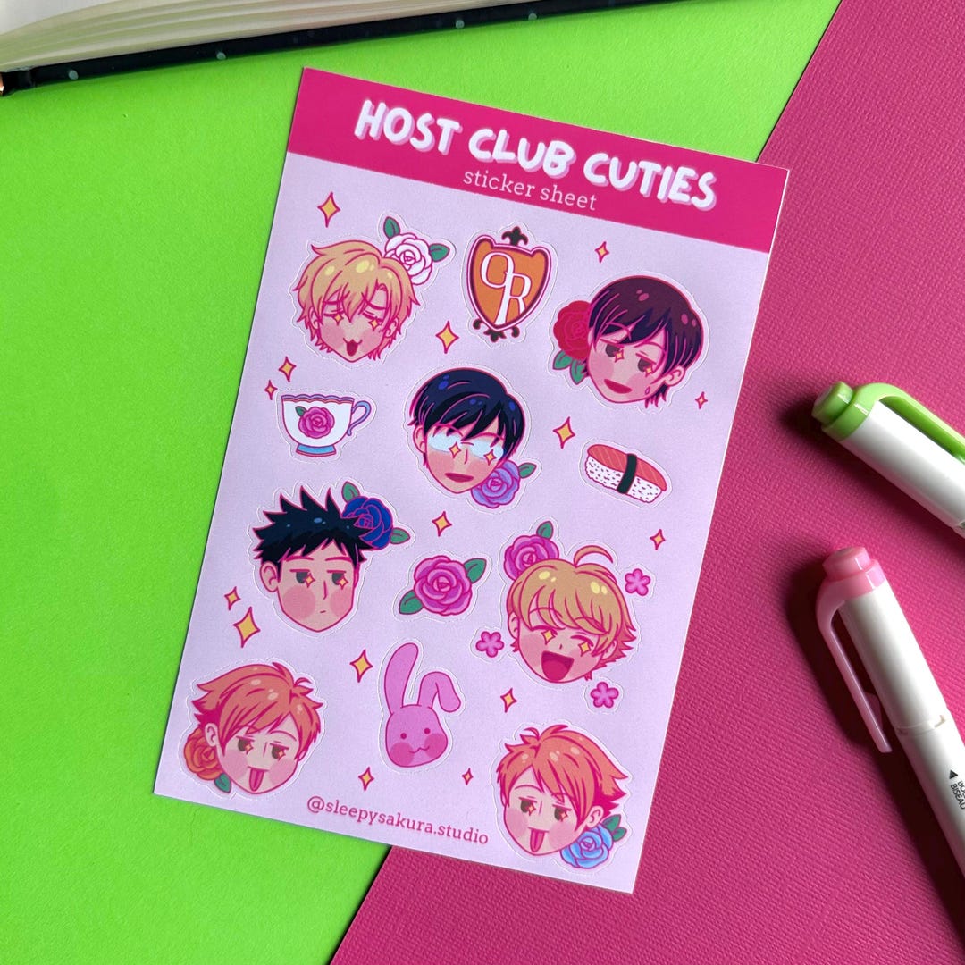High School Host Club Cuties Sticker Sheet | Anime Deco Journaling ...