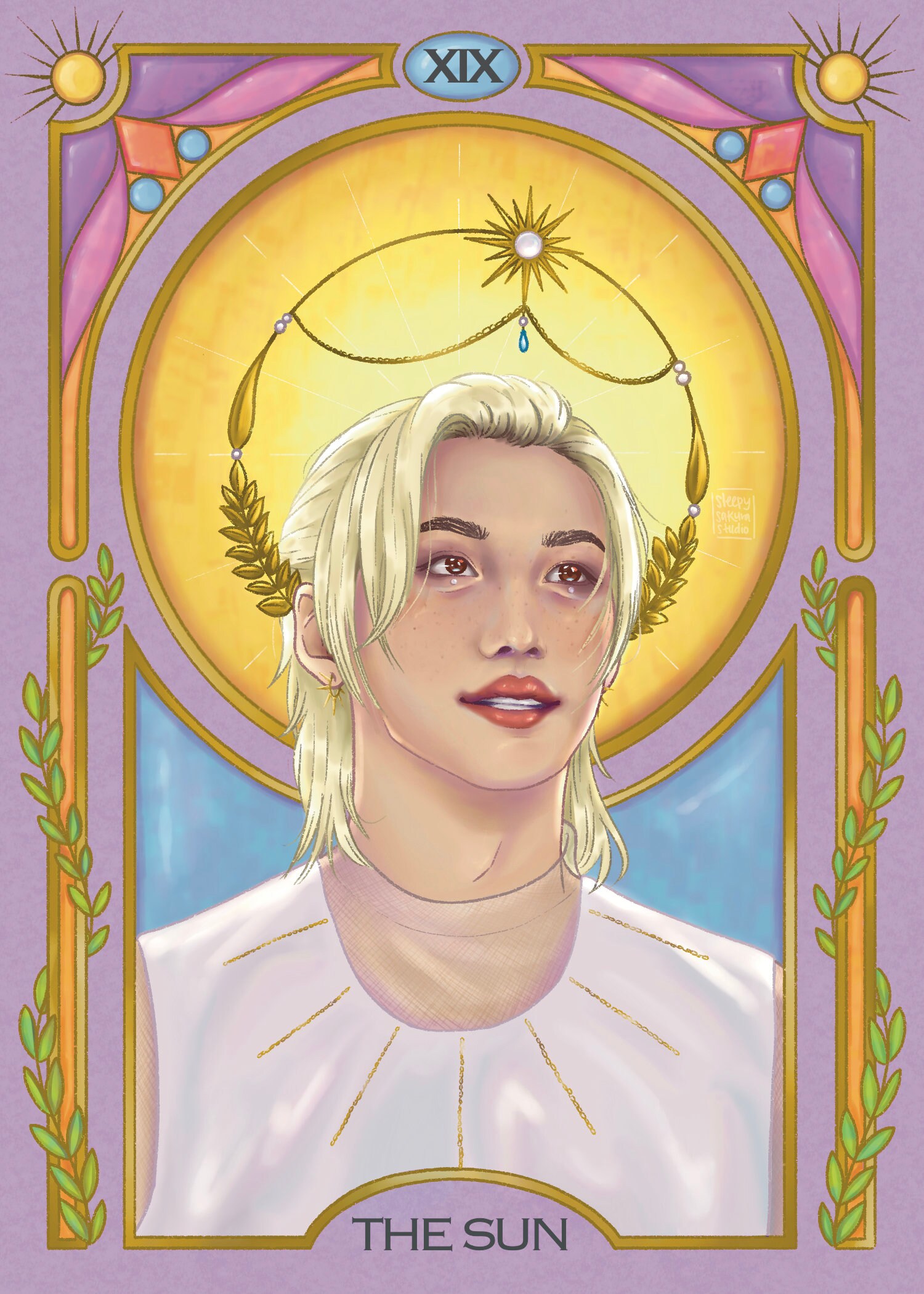 Stray Kids Felix our Sun SKZ Print the Sun Tarot Art Nouveau Digital ...