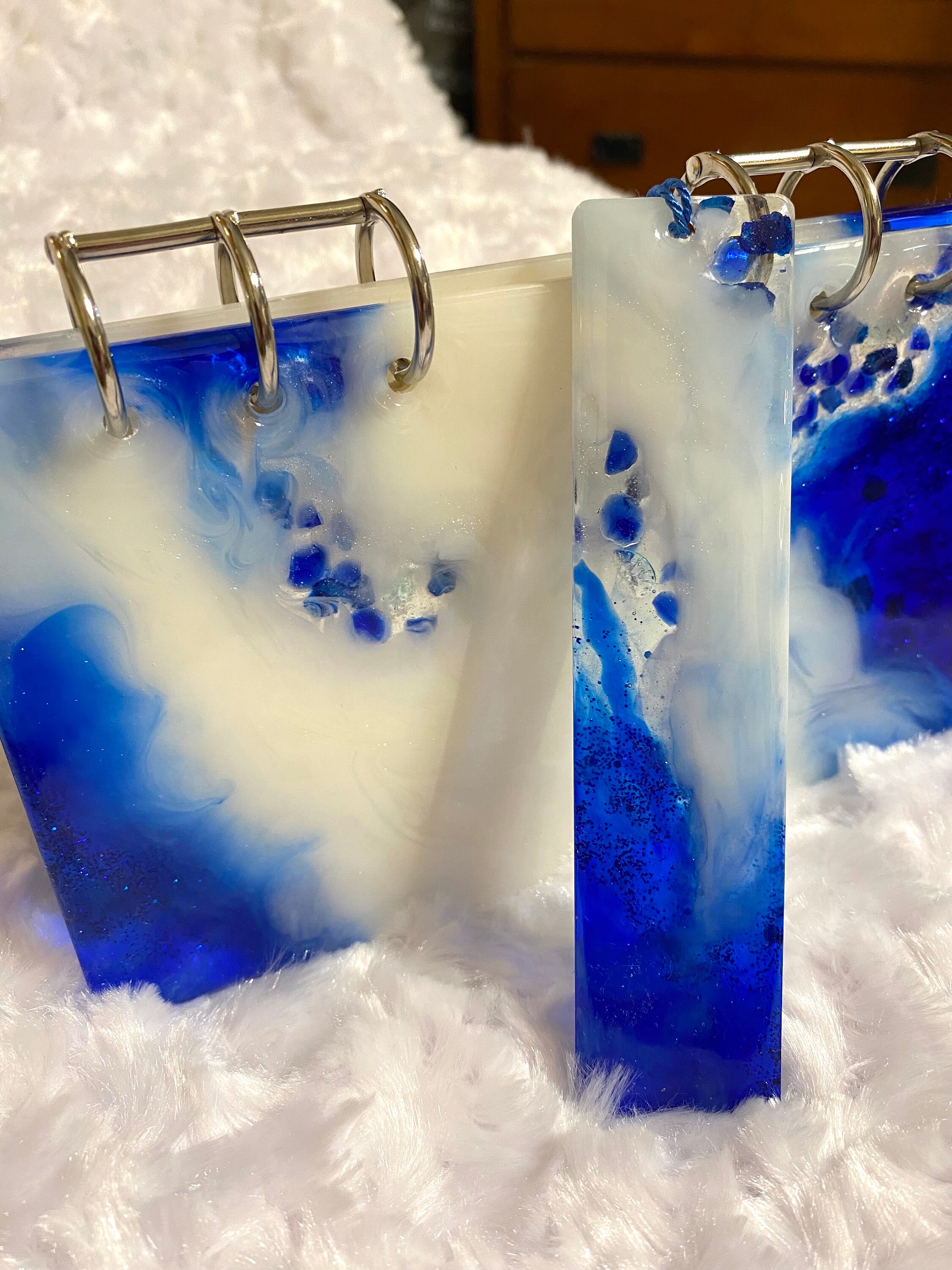 Sapphire Blue Resin Journal With Bookmark, Personalized A6 Refillable ...