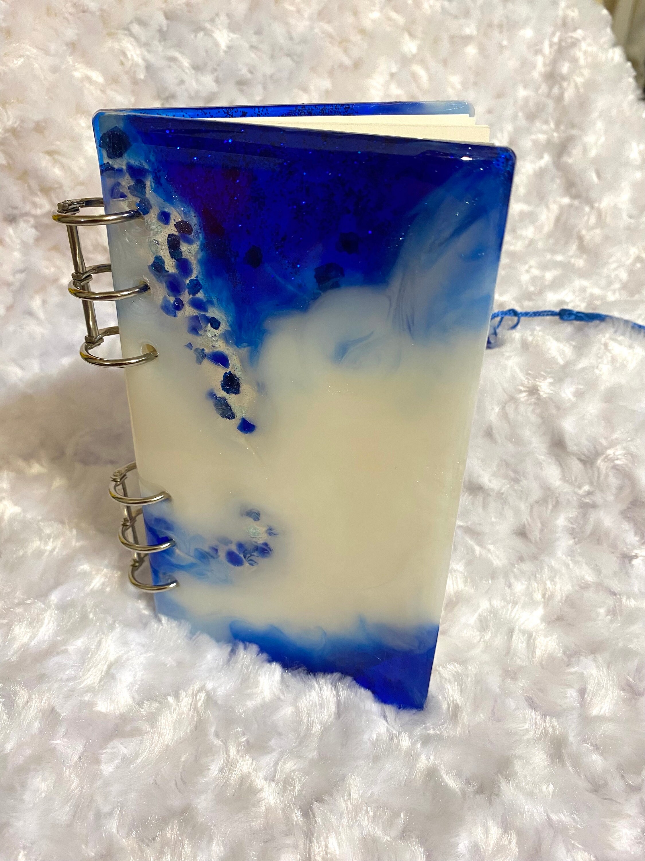 Sapphire Blue Resin Journal With Bookmark, Personalized A6 Refillable ...