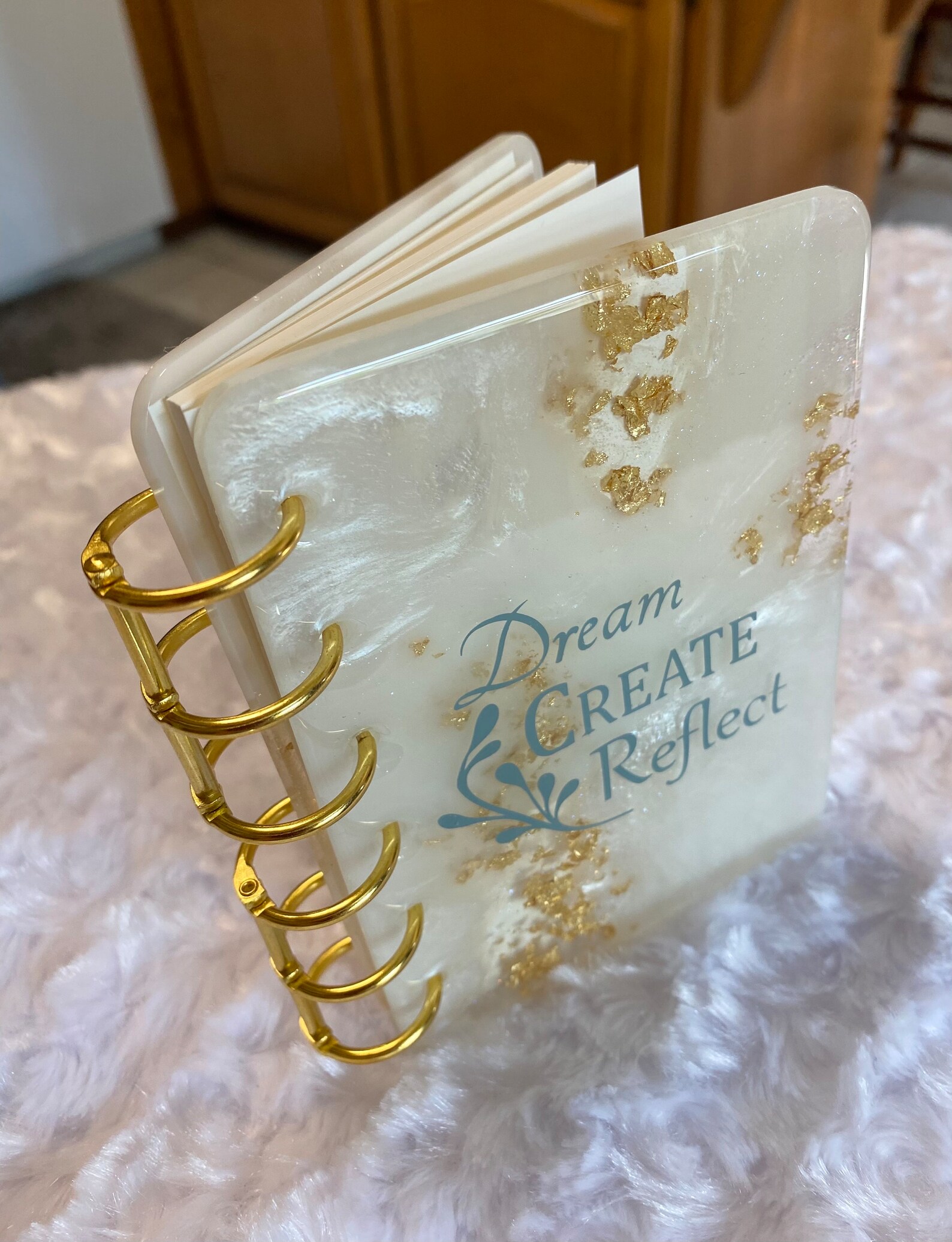 Beautiful Creamy White and Gold Flake Resin Notebook/dream, Create ...