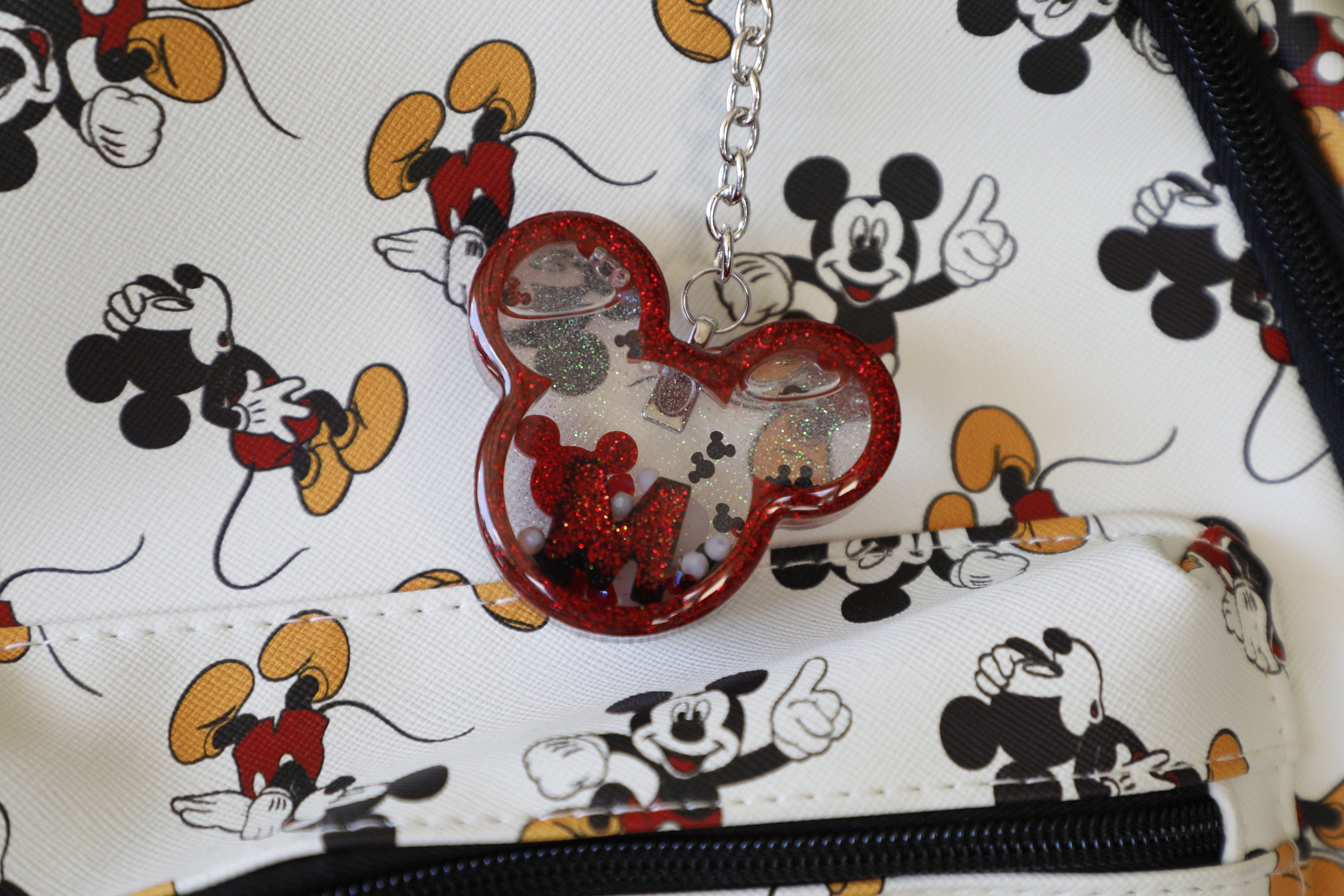 Mouse Head Keychain/resin Shaker Keychain/red Epoxy Glitter - Etsy