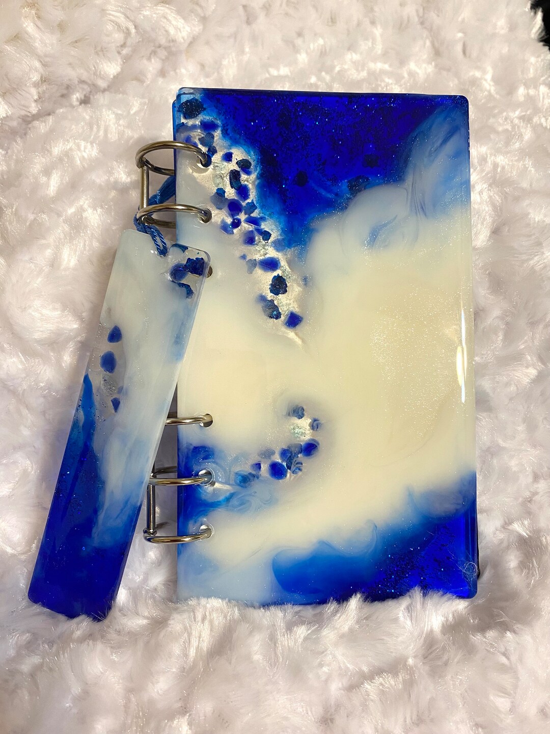 Sapphire Blue Resin Journal With Bookmark, Personalized A6 Refillable ...