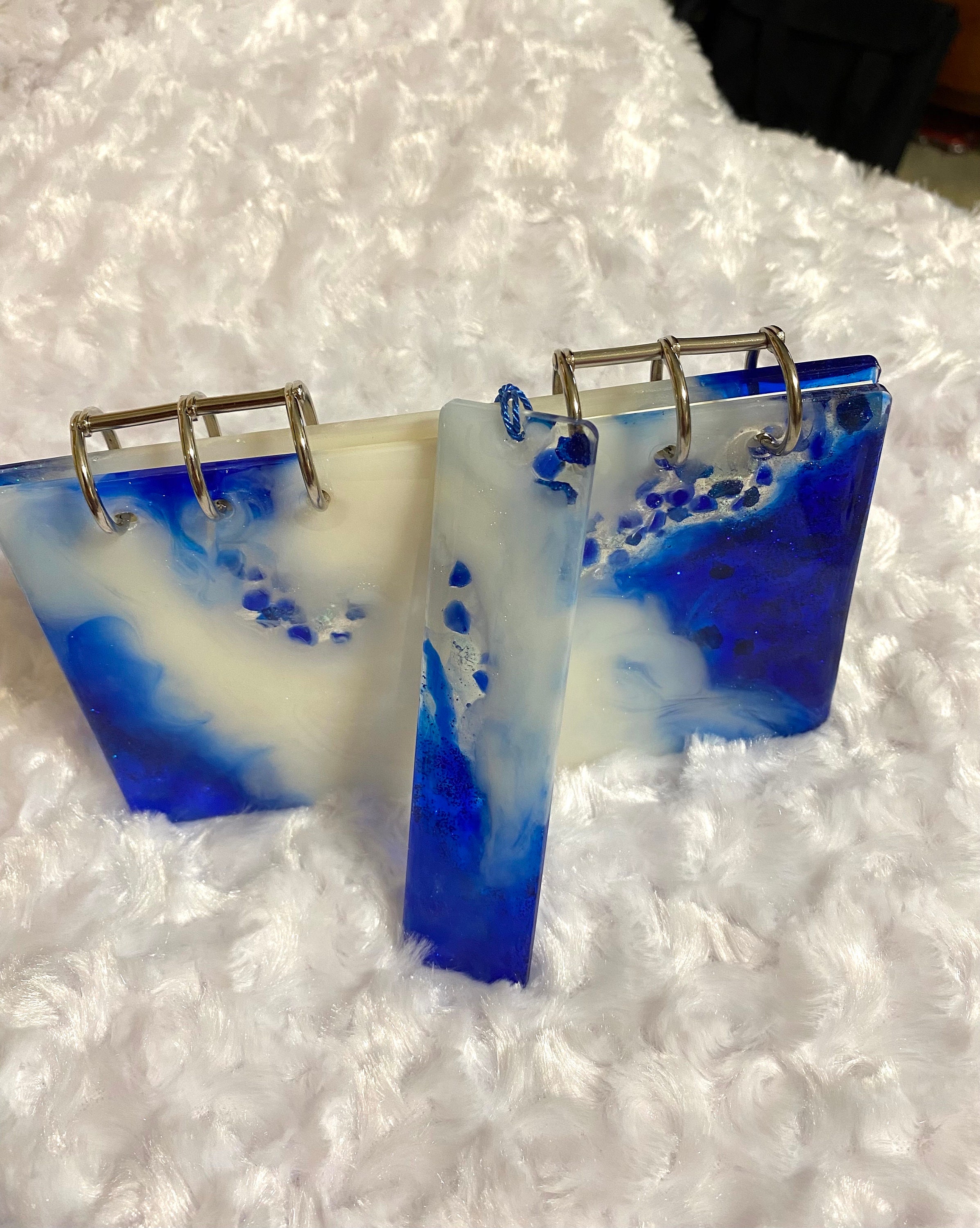 Sapphire Blue Resin Journal With Bookmark, Personalized A6 Refillable ...