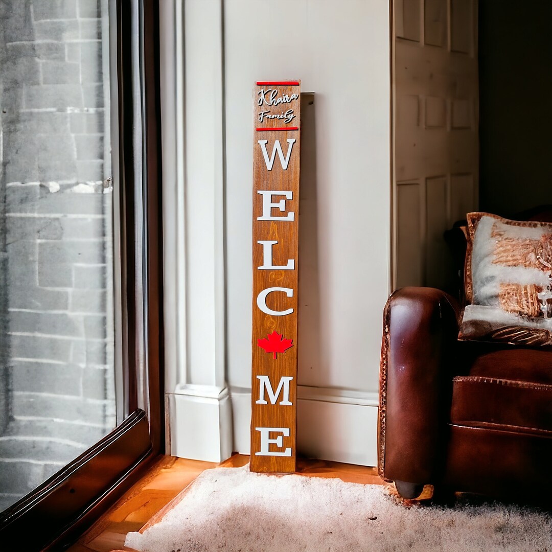 Wooden Welcome Porch Sign, 3d Letters Vertical Outdoor Sign, Porch ...