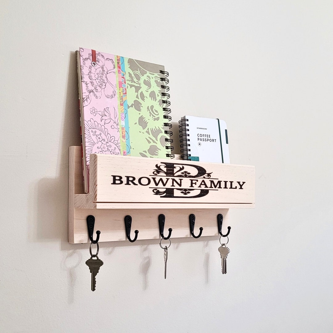 Custom Laser Engraved Wood Key Holder for Wall: Personalized Family ...