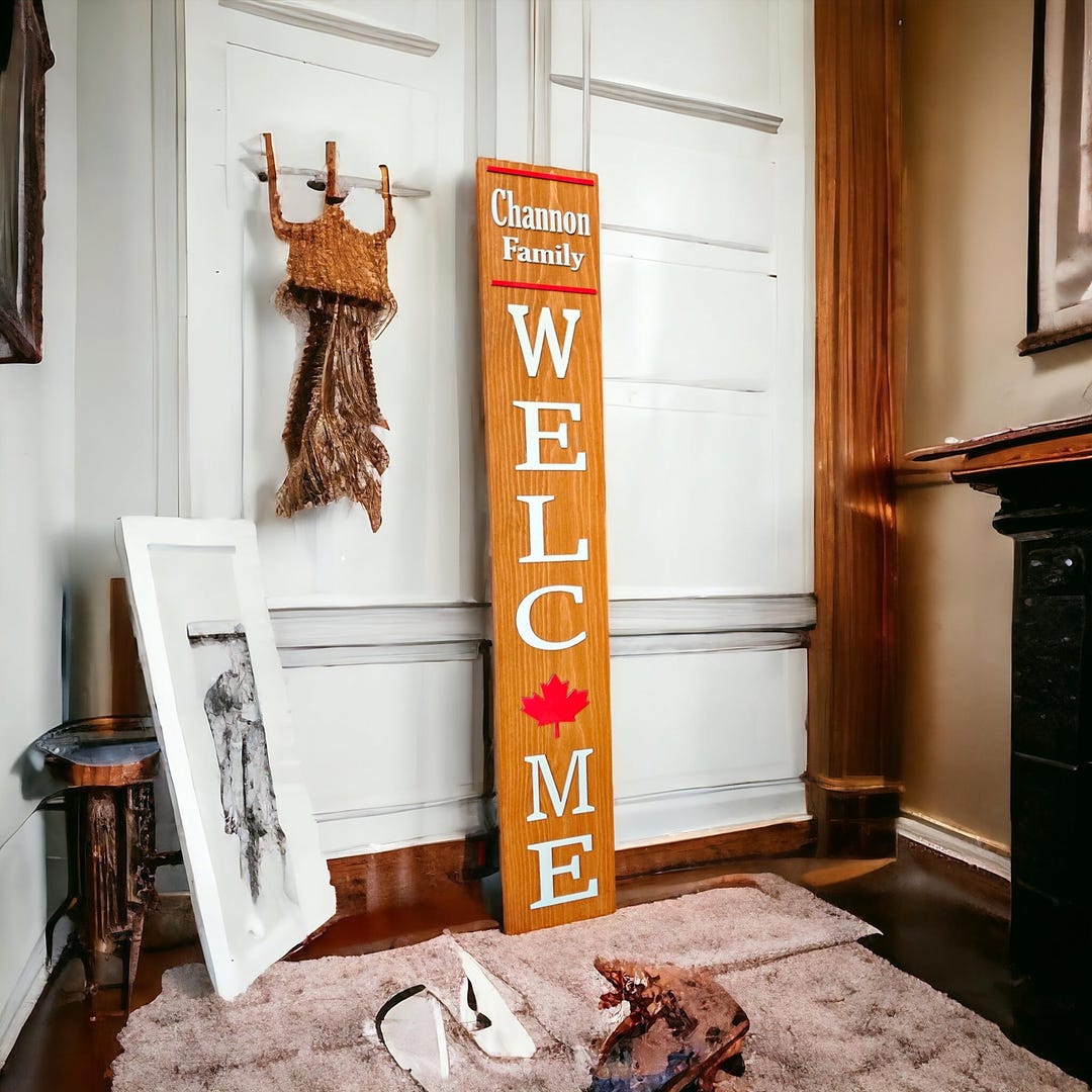 Wooden Welcome Porch Sign, 3d Letters Vertical Outdoor Sign, Porch ...