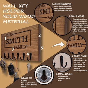 Personalized Wooden Key Holder for Wall, Wood Key Organizer, Minimalist ...