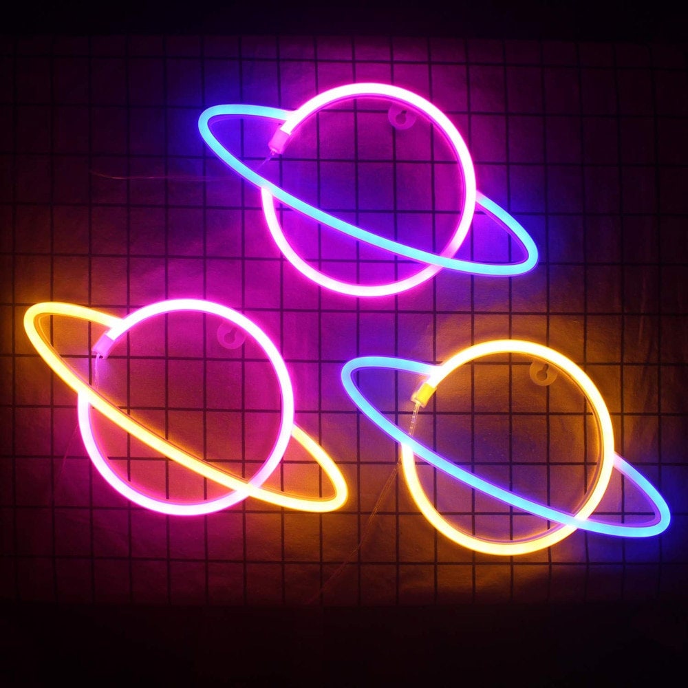 Planet LED Neon Light Sign Bedroom Decor Neon Sign Night - Etsy