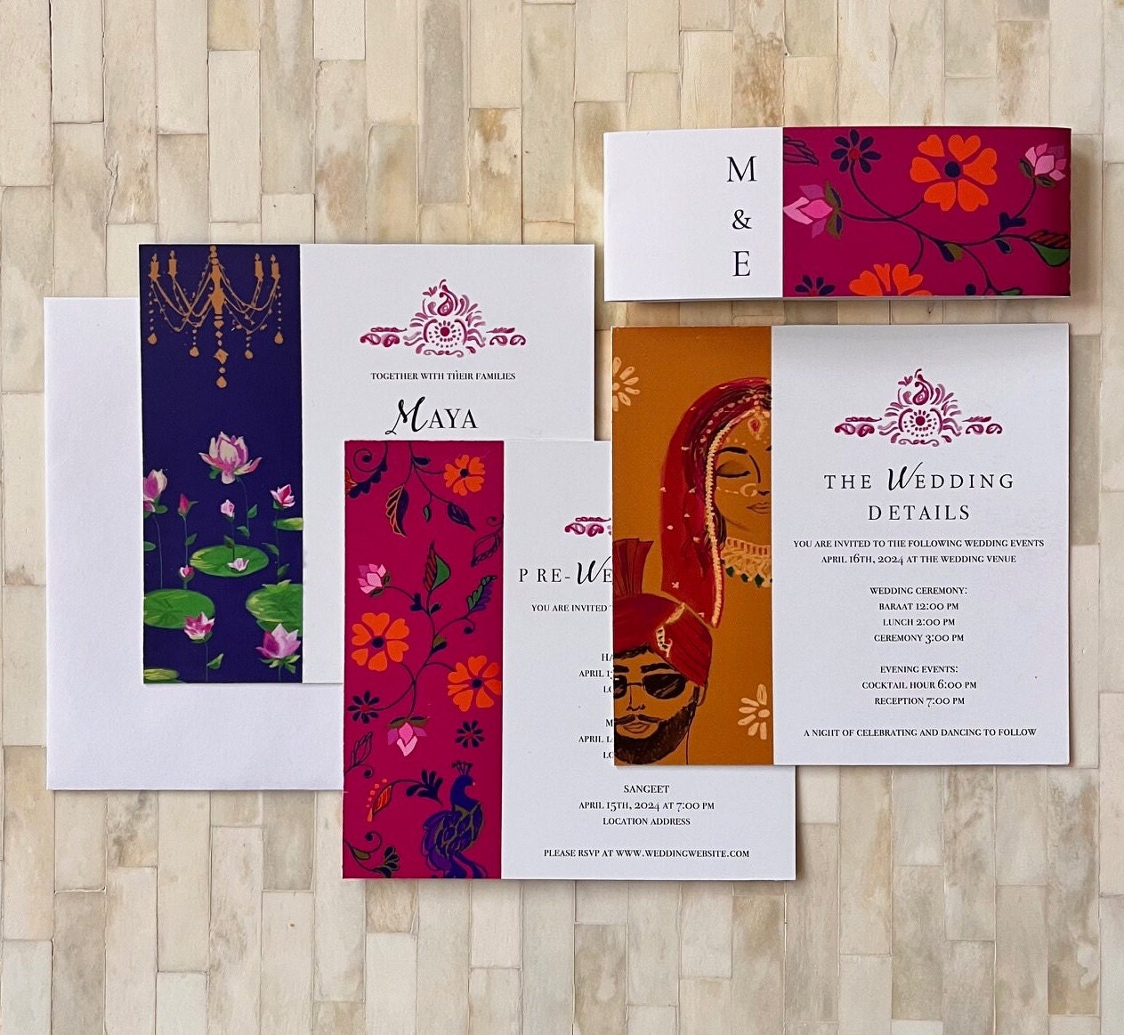 Modern Illustrated Indian Wedding Invitations - Etsy