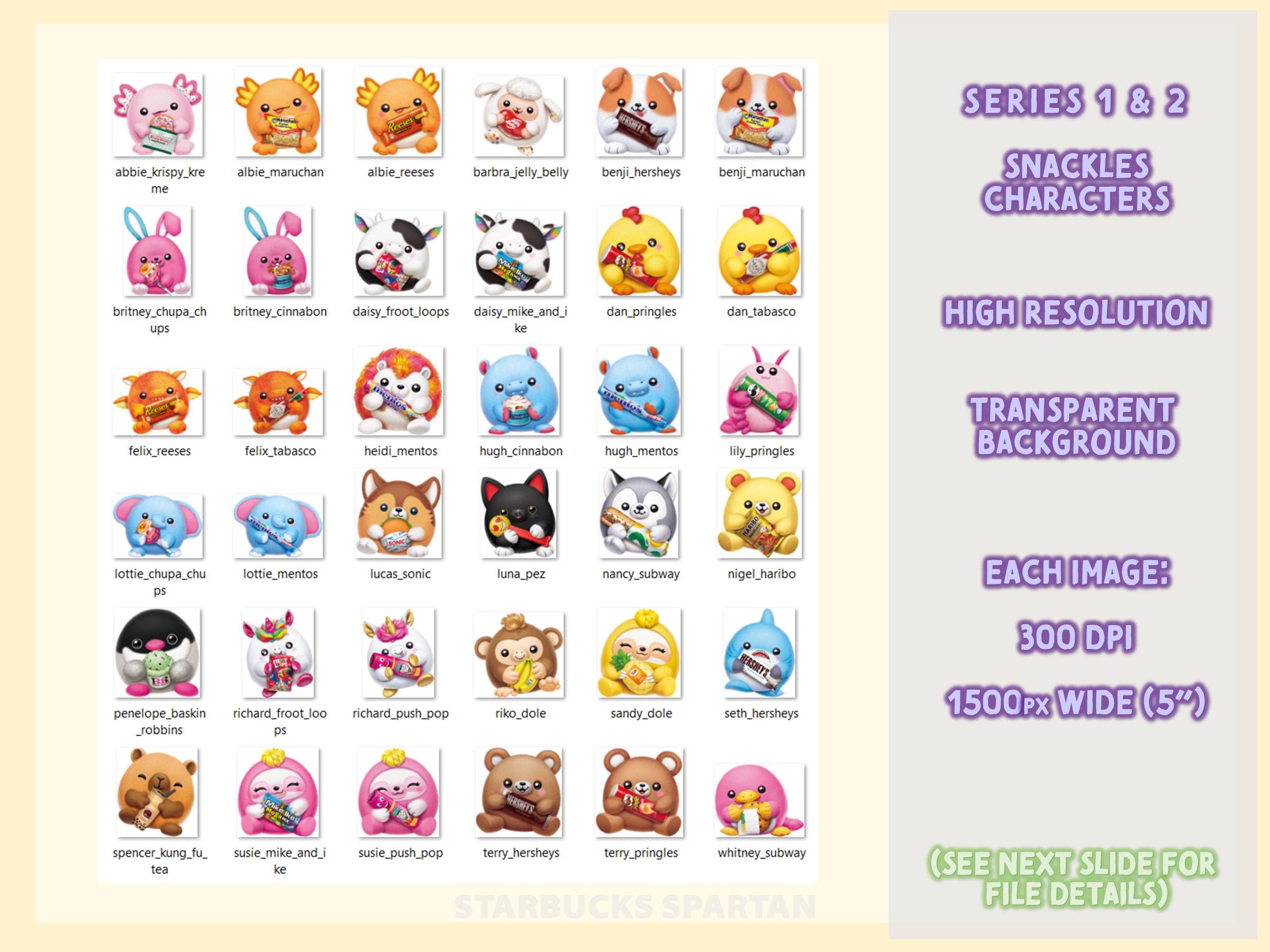 Snackles Clipart PNG Series 1 & 2 Snack Squad Collector's Guide Lucas ...