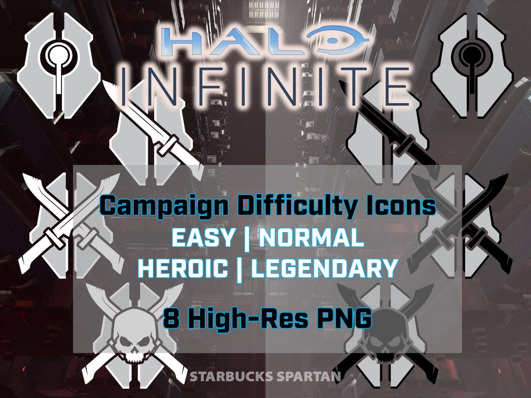 Campaign Difficulty Icons HALO INFINITE Clipart PNG Easy Normal Heroic ...
