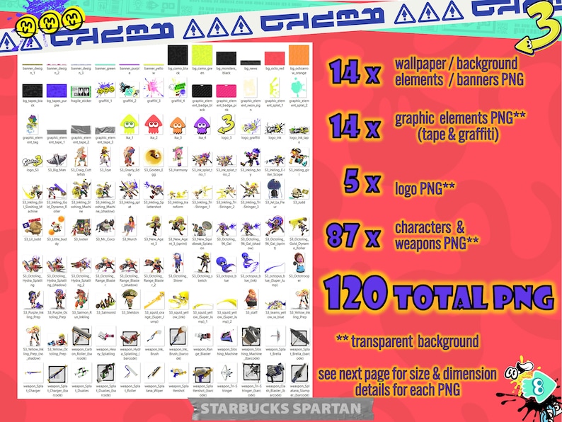 Splatoon Characters Weapons Video Gaming Poster Print Squid Splatter ...