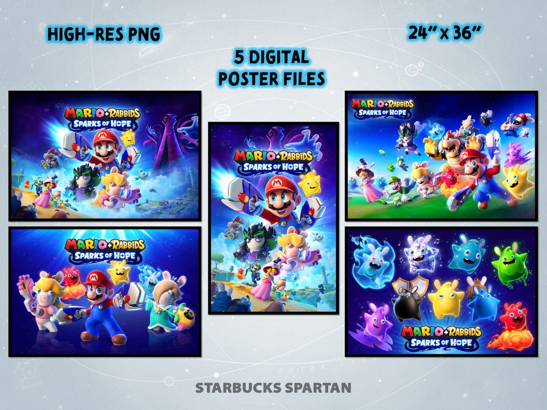 SET of 5 Printable POSTERS Mario Rabbids Sparks of Hope Kingdom Battle ...