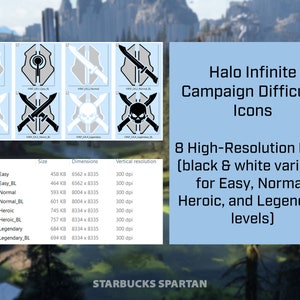Campaign Difficulty Icons HALO INFINITE Clipart PNG Easy Normal Heroic ...