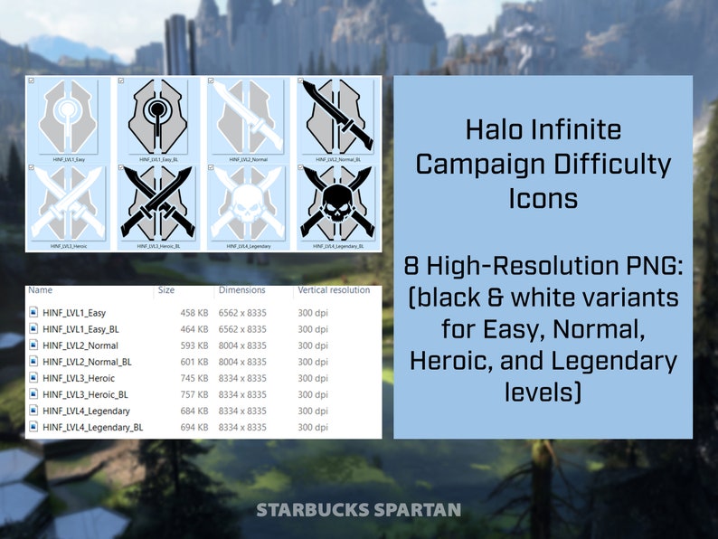 Campaign Difficulty Icons HALO INFINITE Clipart PNG Easy Normal Heroic ...