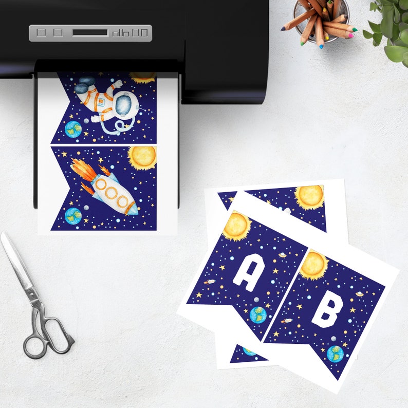 Blast off Full ABC Birthday Banner - Digital Birthday Supplies - Space ...