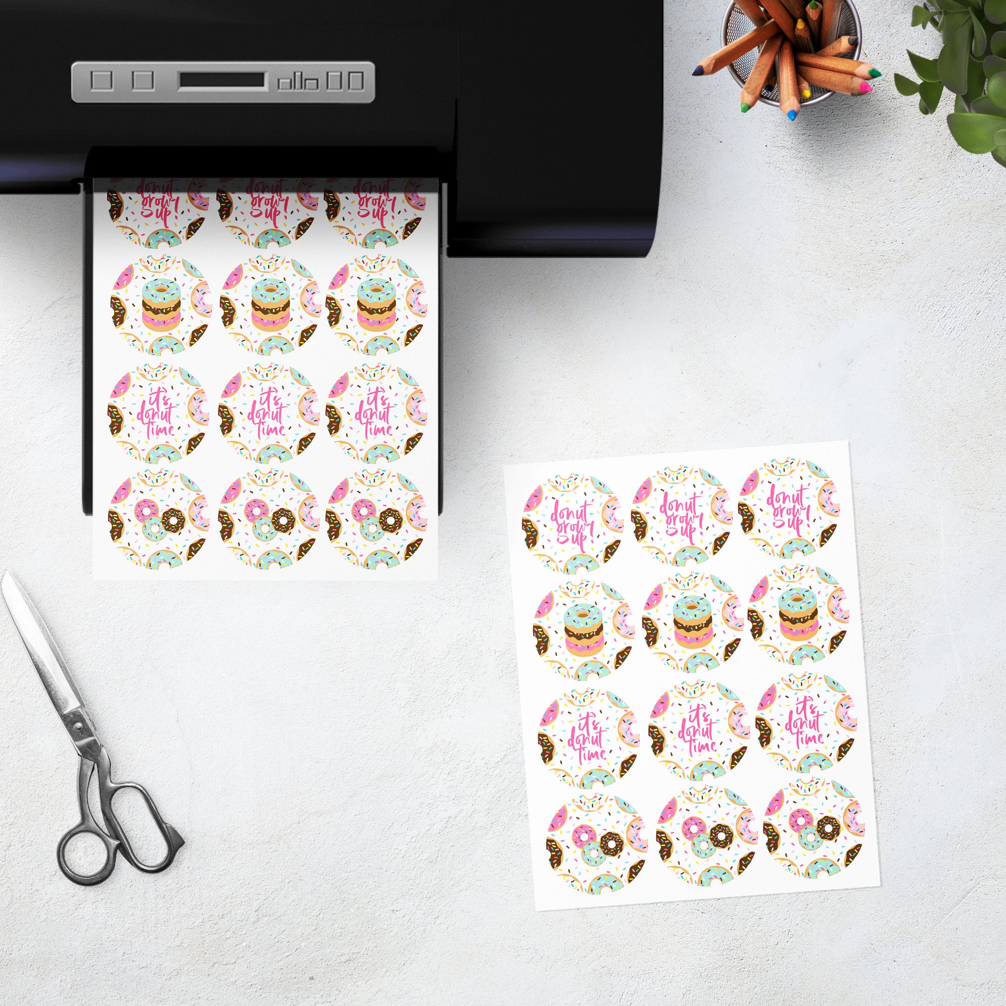 Donut Sprinkles Cupcake Toppers - Pink Lettering - Digital Birthday ...