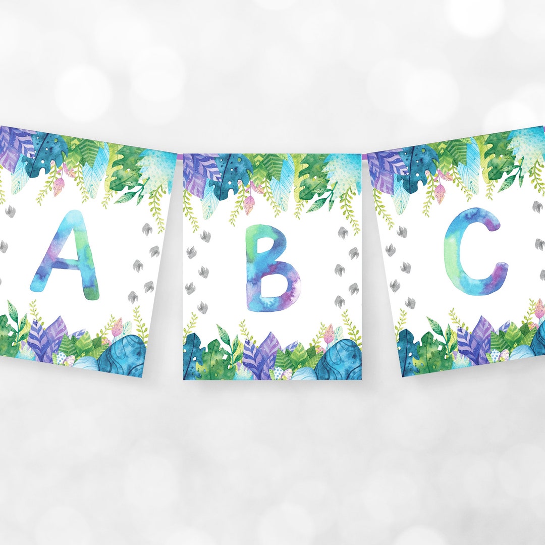 Dinosaurs Full ABC Banner - Digital Birthday Supplies – Dinosaurs T-rex ...