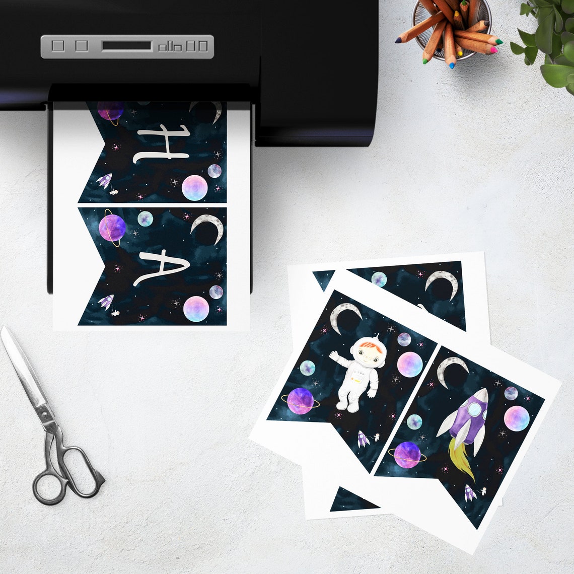 Cosmic Happy Birthday Banner - Digital Birthday Supplies - Space ...