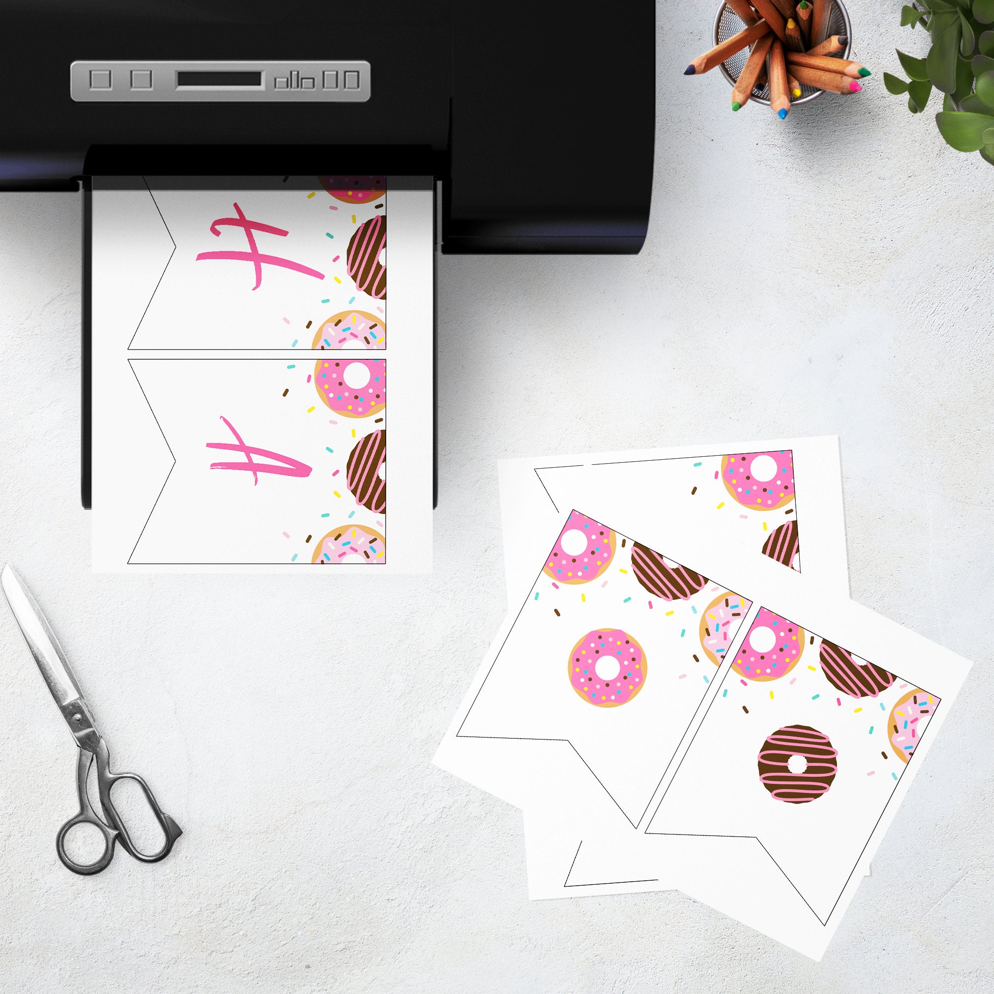 Pink Donut Happy Birthday Banner - Digital Birthday Supplies - Donuts ...
