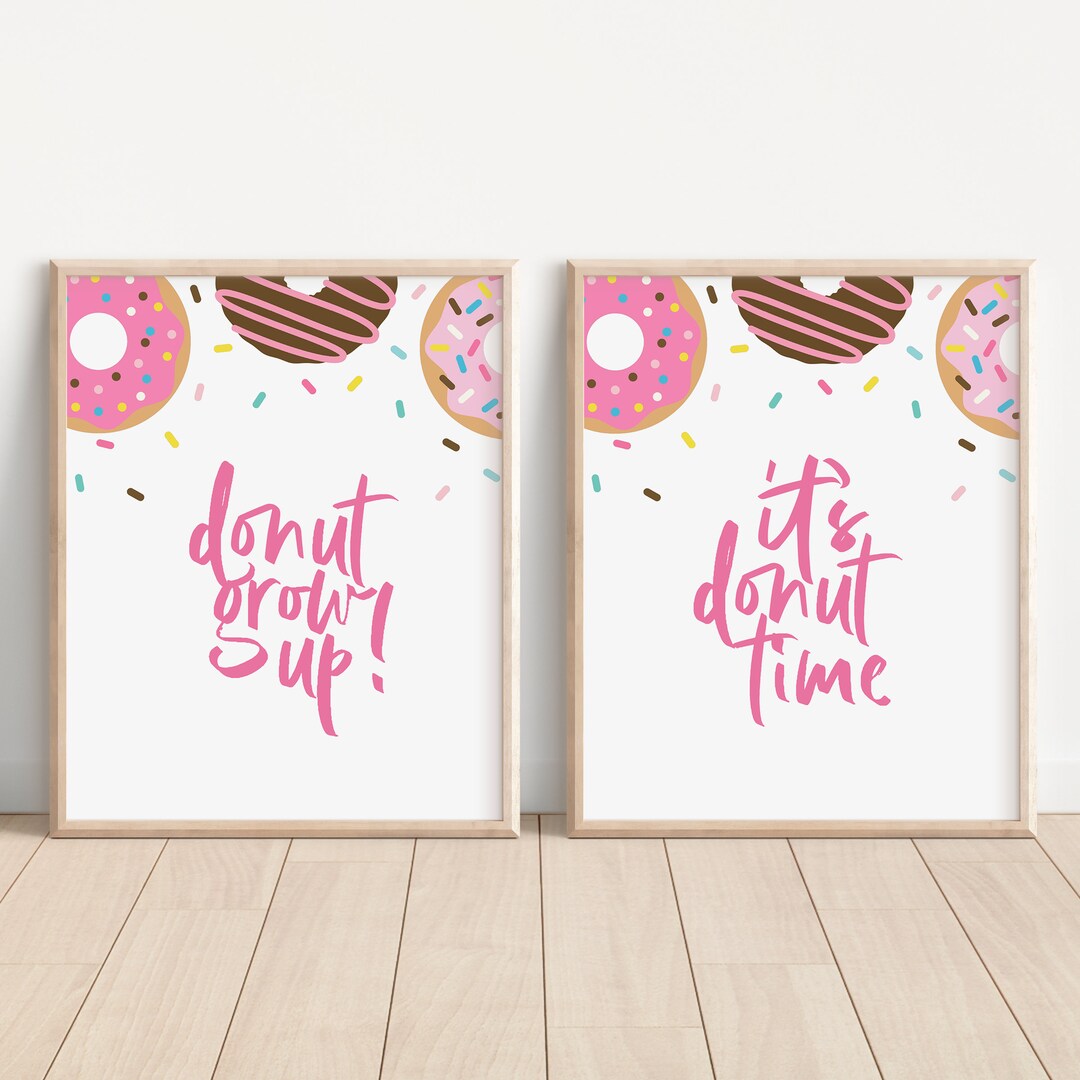 Pink Donut Decor Sign - Digital Birthday Supplies - Donuts Sprinkles ...