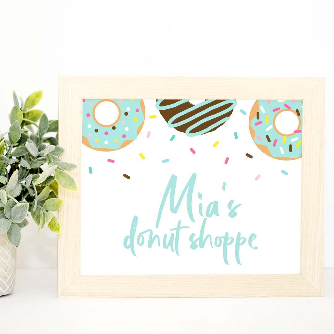 Teal Donut Editable Donut Shoppe Sign - Digital Birthday Supplies ...