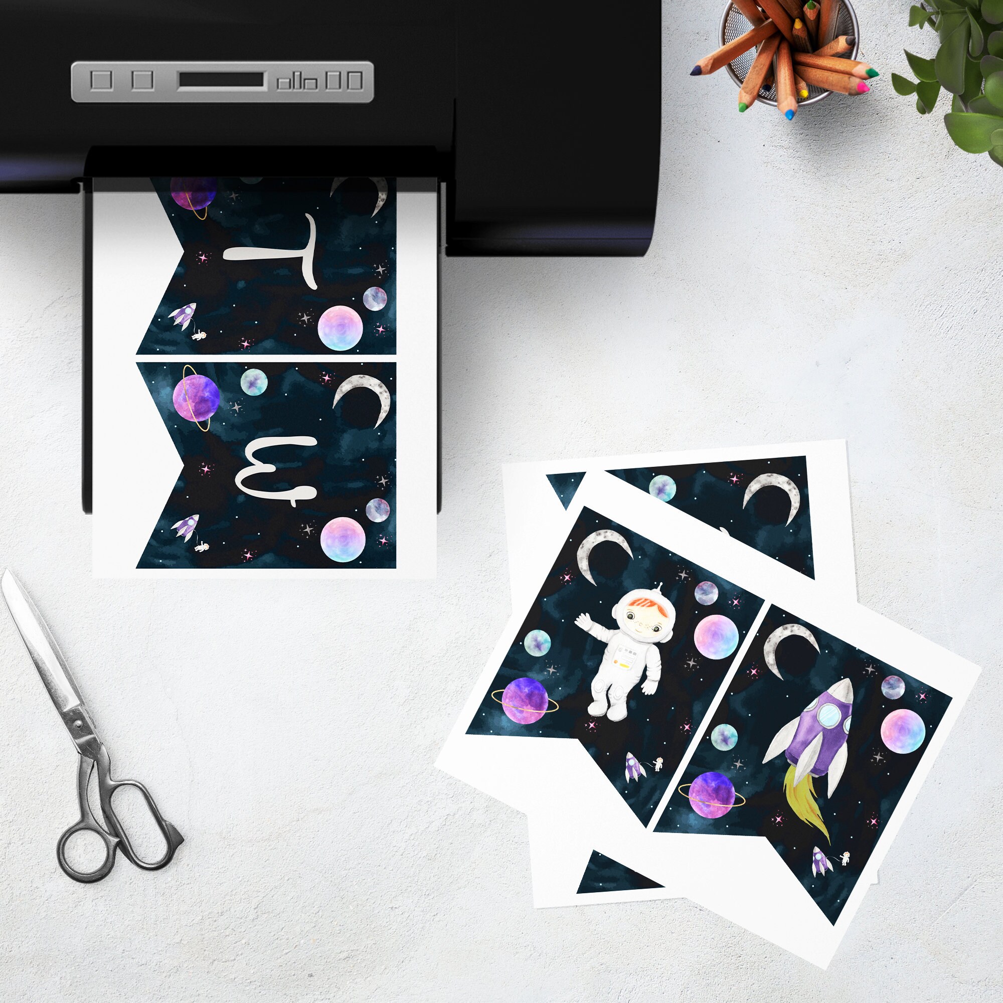 Cosmic Two High Chair Banner - Digital Birthday Supplies - Space ...