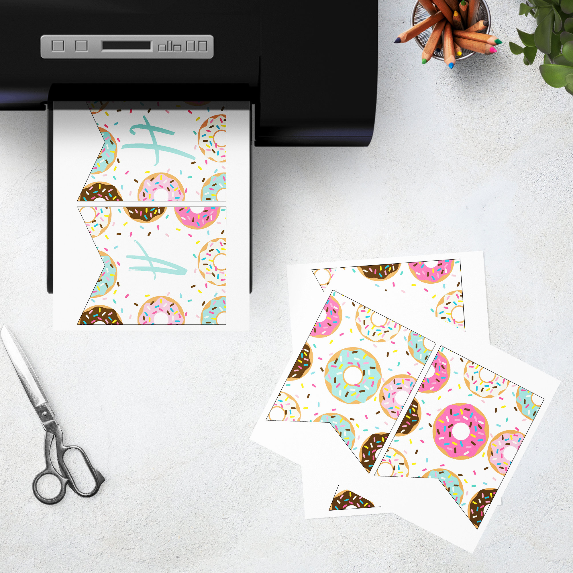 Donut Sprinkles Happy Birthday Banner -teal Lettering - Digital ...