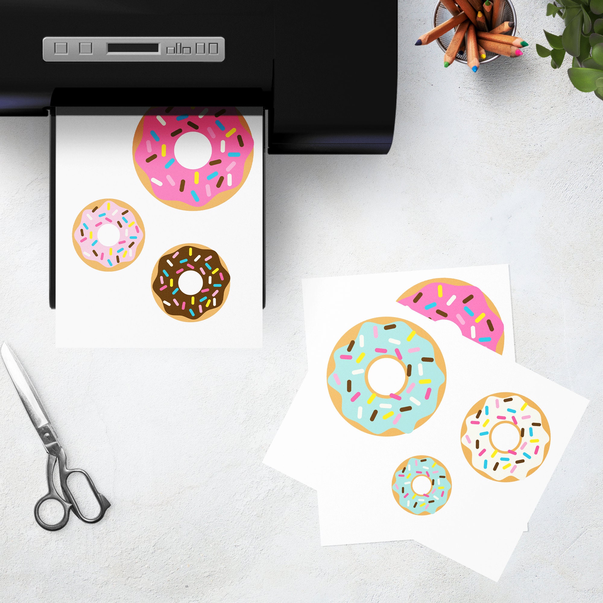 Donut Sprinkles Cake Toppers - Digital Birthday Supplies - Donuts ...