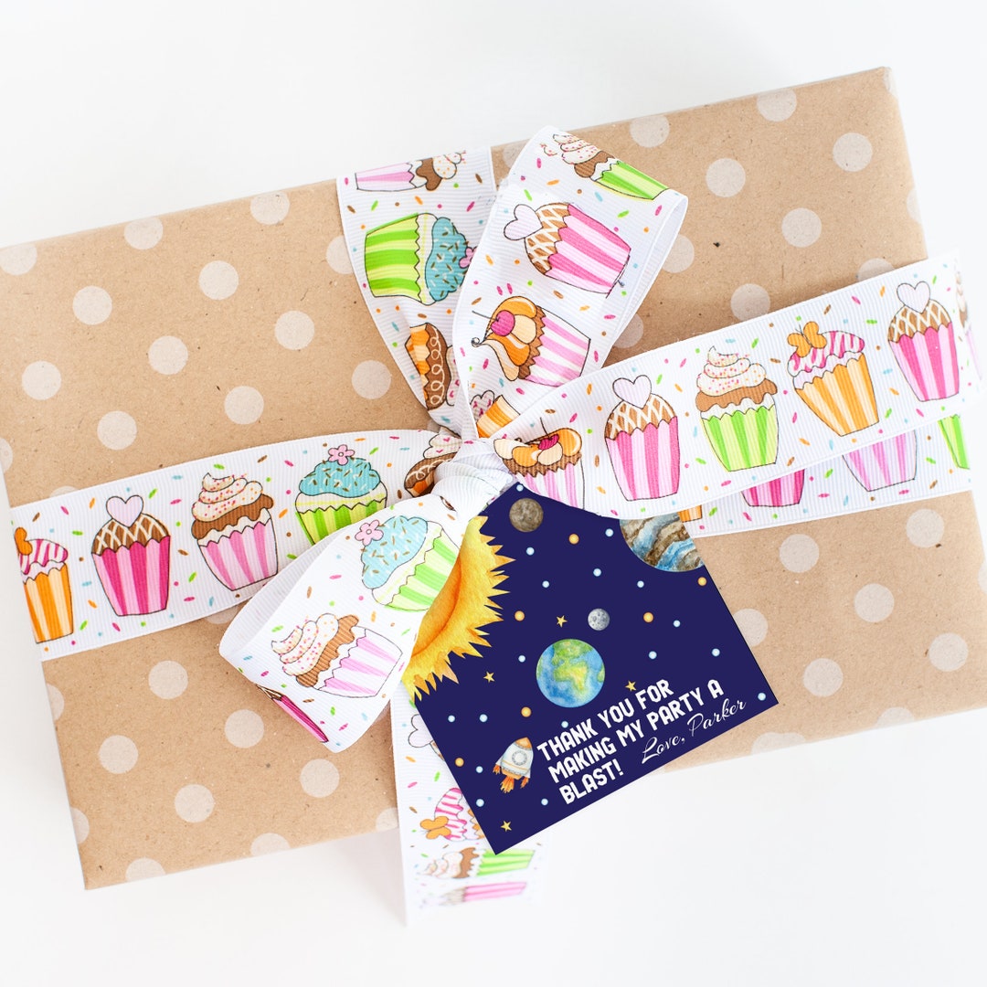 Blast off Thank You Tags - Digital Birthday Supplies - Space Planets ...