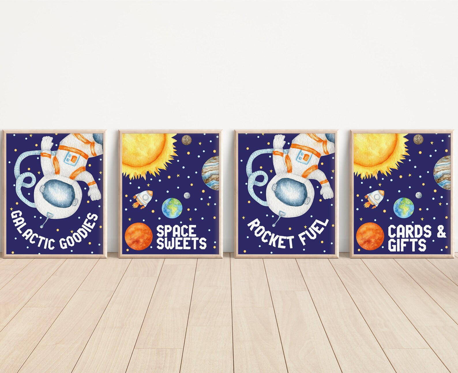 Blast off Table Signs - Digital Birthday Supplies - Space Planets ...