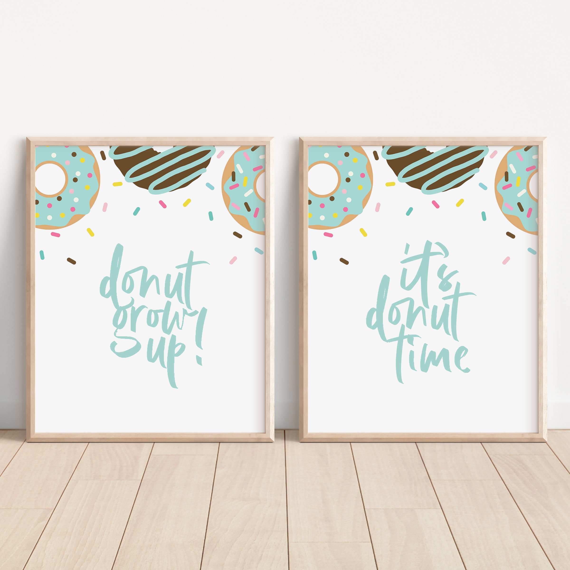 Teal Donut Decor Sign - Digital Birthday Supplies - Donuts Sprinkles ...