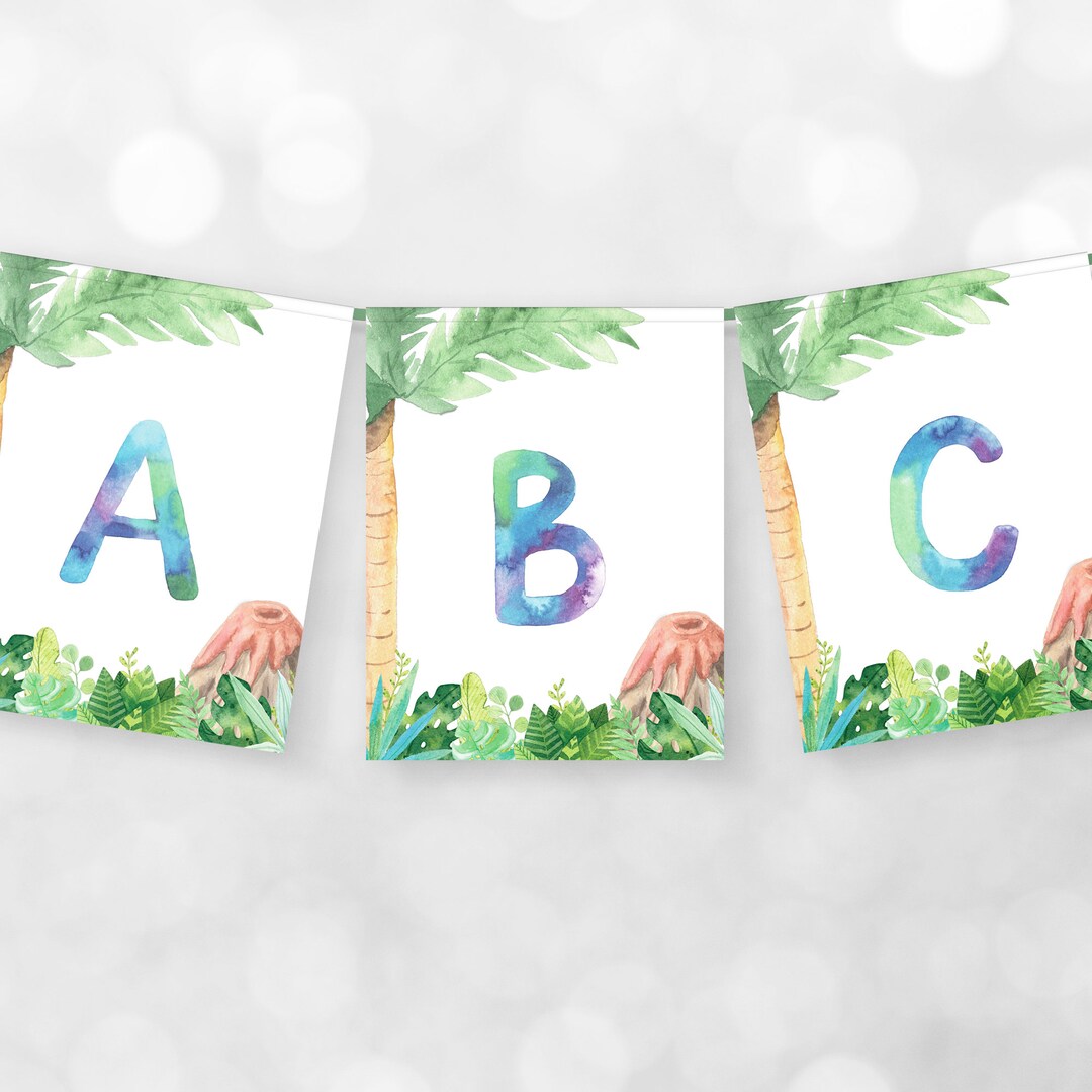 Volcano Dinosaurs Full ABC Banner - Digital Birthday Supplies ...