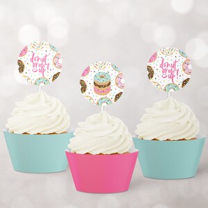Donut Sprinkles Cupcake Toppers - Pink Lettering - Digital Birthday ...