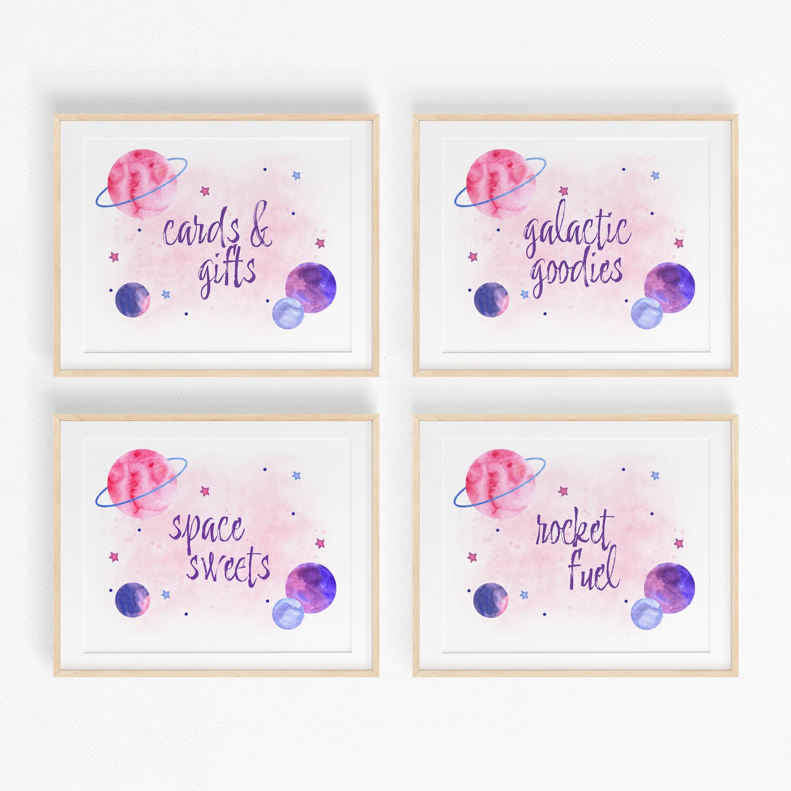 Galaxy Table Signs - Digital Birthday Supplies - Space Planets Stars ...