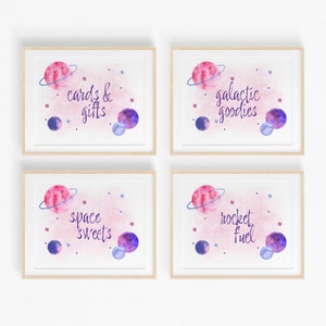Galaxy Table Signs Digital Birthday Supplies Space Planets Stars ...