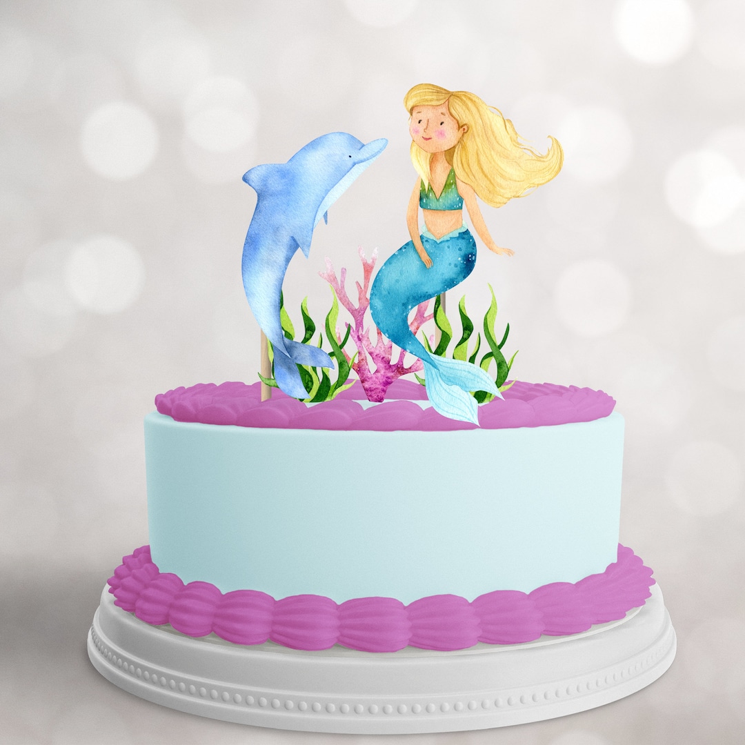 Mermaid Cake Toppers - Digital Birthday Supplies – Mermaids Coral Fish ...
