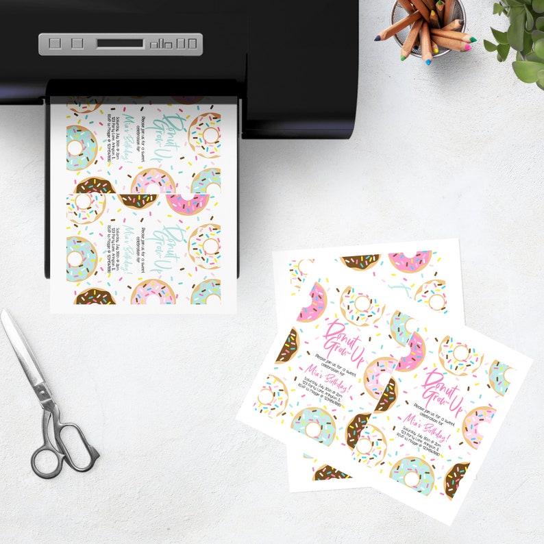 Donut Sprinkles Birthday Invite - Pink Lettering - Digital Birthday ...