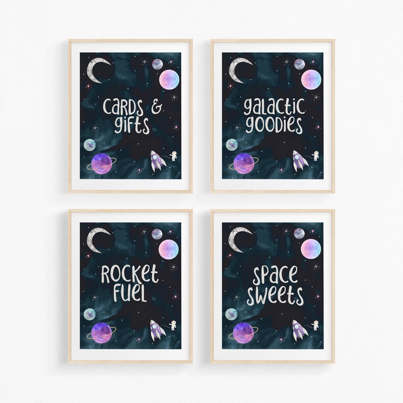 Cosmic Table Décor Birthday Signs - Digital Birthday Supplies - Space ...