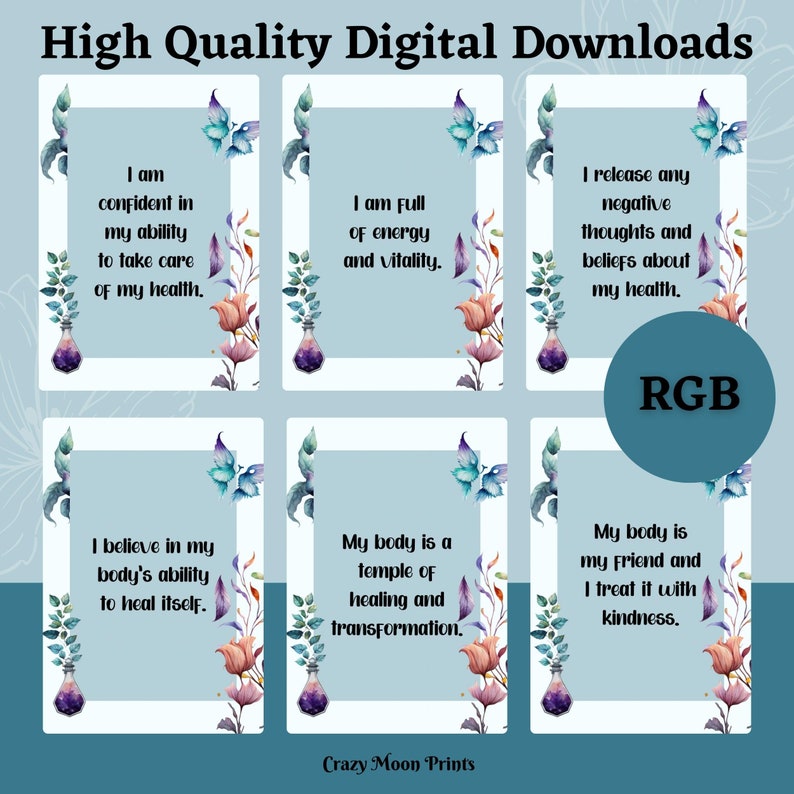 100 Digital Affirmation Cards for Positive Health - Etsy