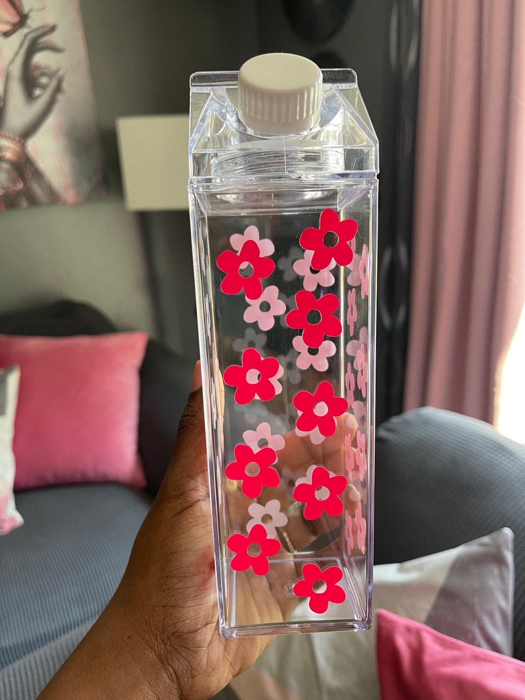 Pink Flower Power - Milk Carton - Etsy