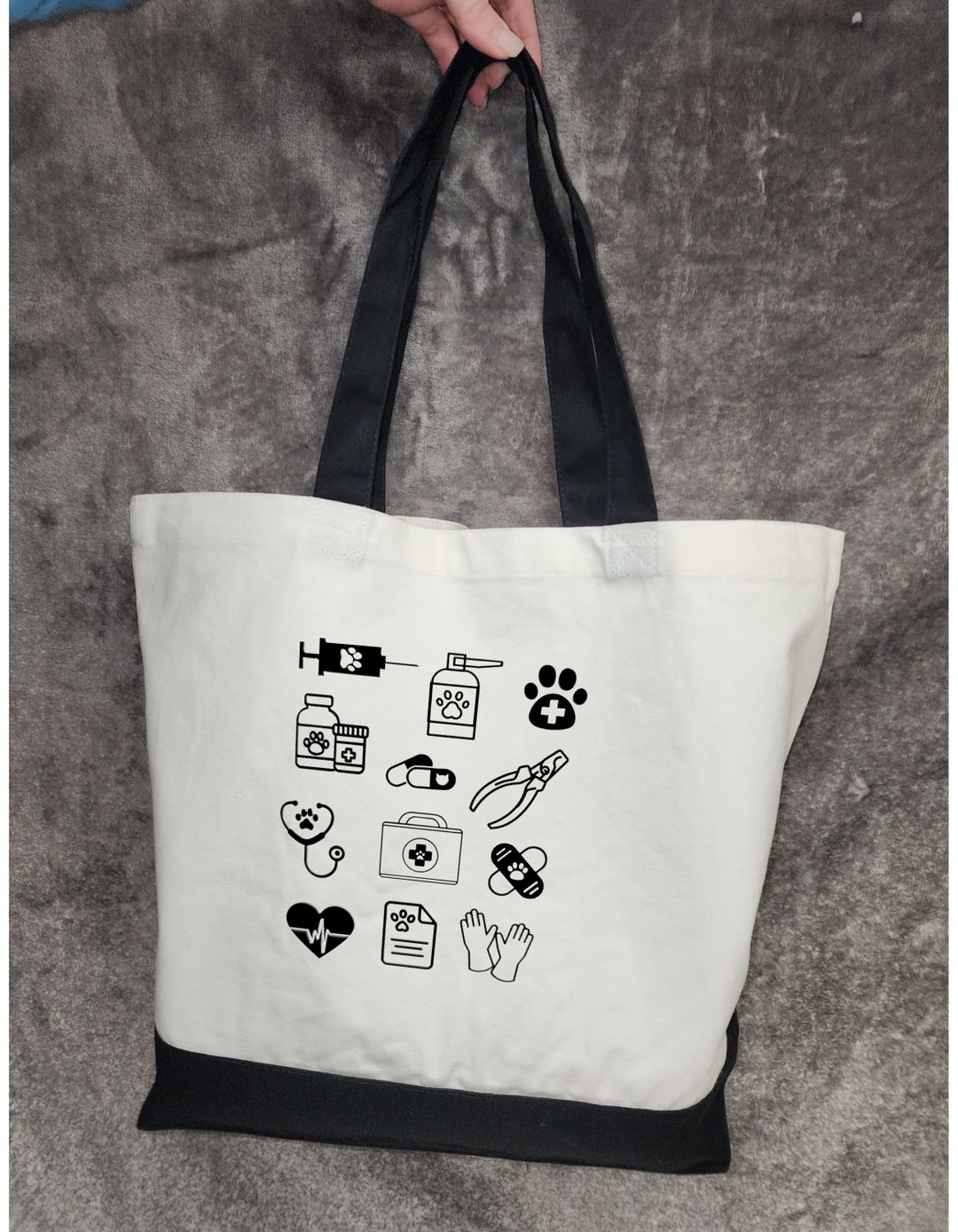 Vet Tech Tote Bag: Animal Doctor Gift, Two-toned Canvas Bag - Etsy