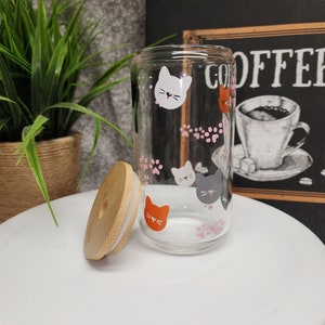 Cute Multi-color Cats Cat Glass Can Cup Glass Cup Cute Cat Toe Beans ...