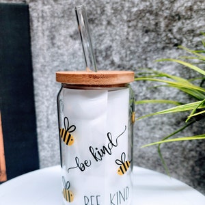 Be Kind Glass Can Cup Bee Kind Beer Can Cup Love for Bees Cute Glass ...
