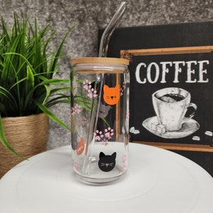 Cute Multi-color Cats Cat Glass Can Cup Glass Cup Cute Cat Toe Beans ...
