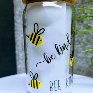 Be Kind Glass Can Cup Bee Kind Beer Can Cup Love for Bees Cute Glass ...