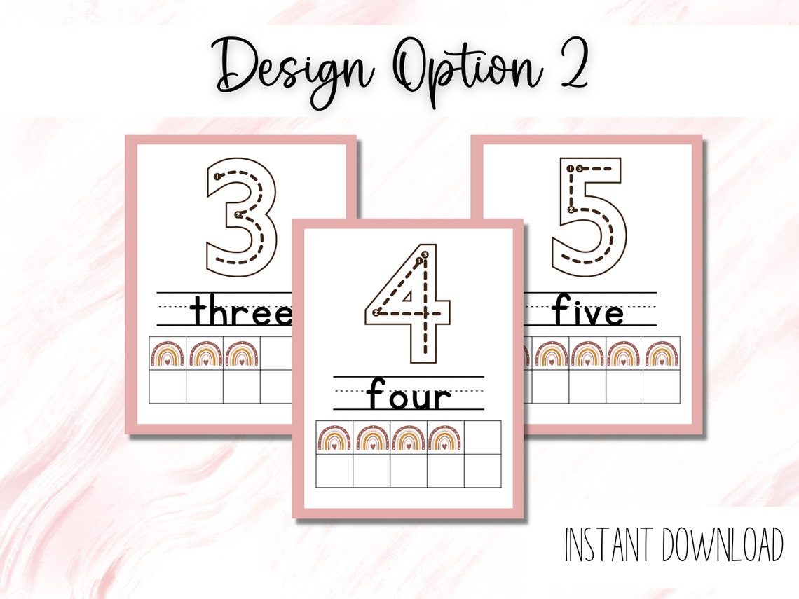 Boho Rainbow Number Posters, Ten Frames, Neutral Rainbow Classroom ...