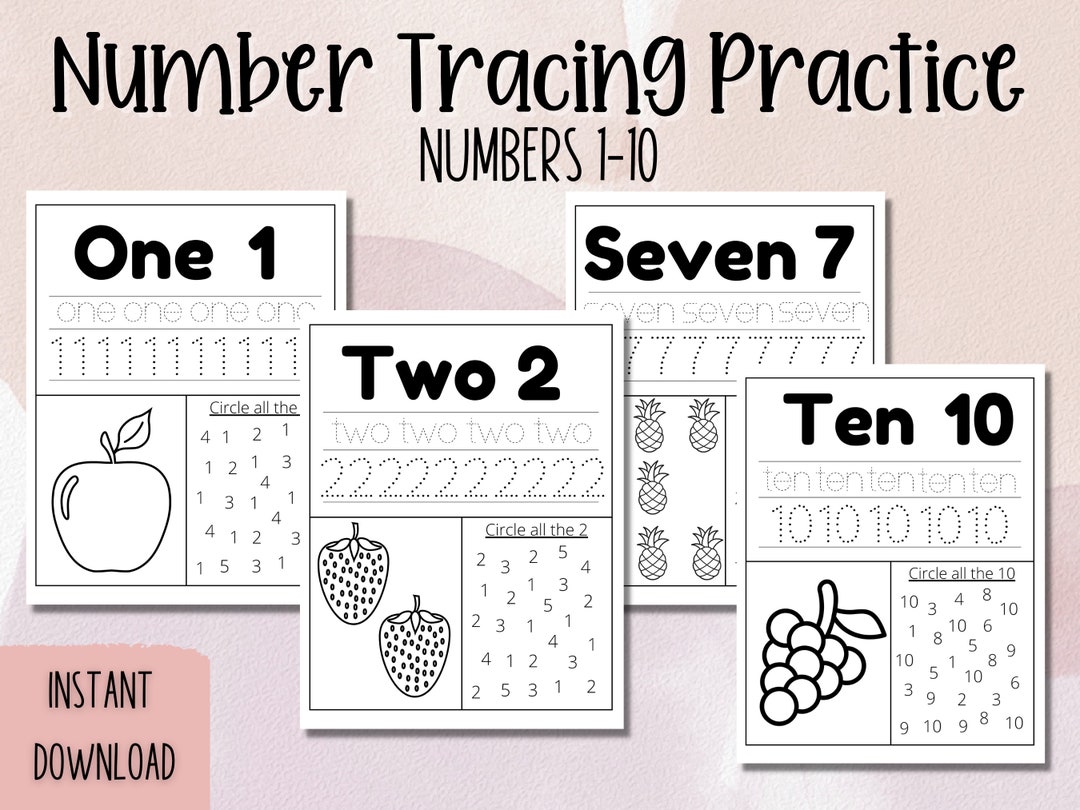1-10, Number Tracing, Preschool Worksheet Printable, Handwriting ...