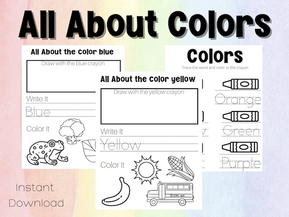All About Colors Coloring Pages Coloring Colors Printable - Etsy